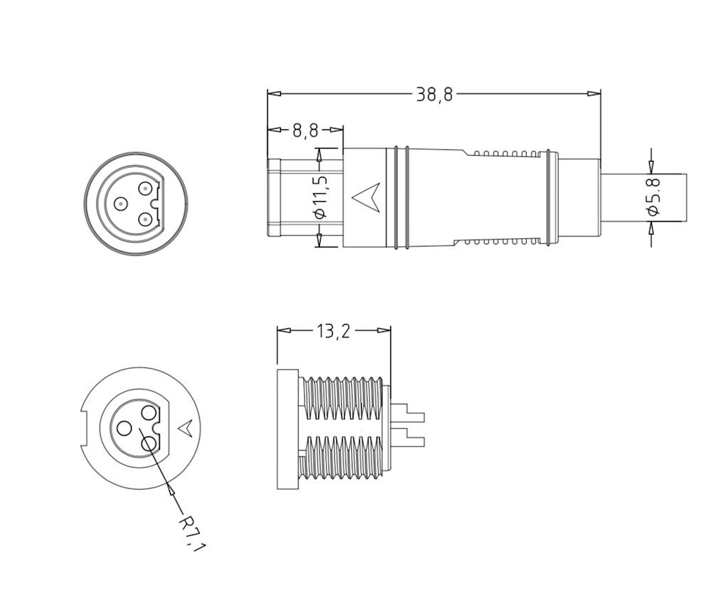 312A 3 pin Panel Mount Battery connector - Buy HT-F-312A, ebike charger ...